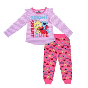 sesame street girls long sleeve shirt and pants set for baby, toddlers, and little kids