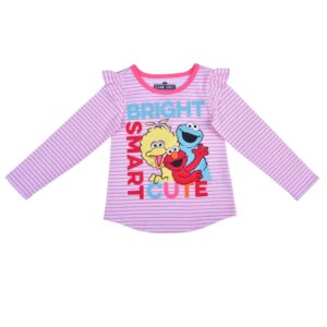 Sesame Street Girls Long Sleeve Shirt and Pants Set for Baby, Toddlers, and Little Kids