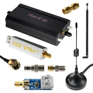 nooelec nesdr smart xtr v2 hf bundle: 300hz-2.3ghz software defined radio set for lf/hf/uhf/vhf. includes nesdr smart xtr v2 rtl-sdr, ham it up plus v2 upconverter, 3 antennas, balun, adapters