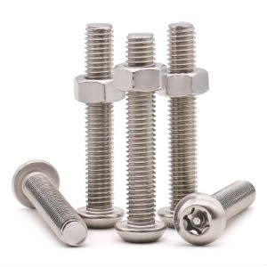 M8-1.25 x 45mm Button Torx Drive Head Machine Screws with Stainless Steel Hex Nuts, Torx with Pin Tamper Resistant Security Screws, 304 Stainless Steel 18/8, 8 Sets