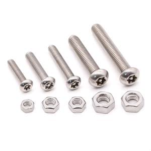 M8-1.25 x 45mm Button Torx Drive Head Machine Screws with Stainless Steel Hex Nuts, Torx with Pin Tamper Resistant Security Screws, 304 Stainless Steel 18/8, 8 Sets