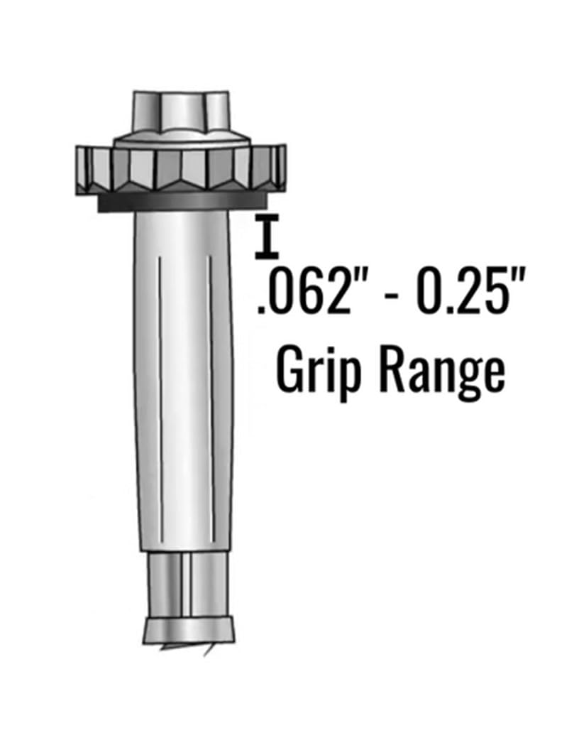 Elco EJZ100 / DFSEZJ100 Fab-Lok Fastener Carbon Steel Screw .062"-.250" Grip - 200 Pieces