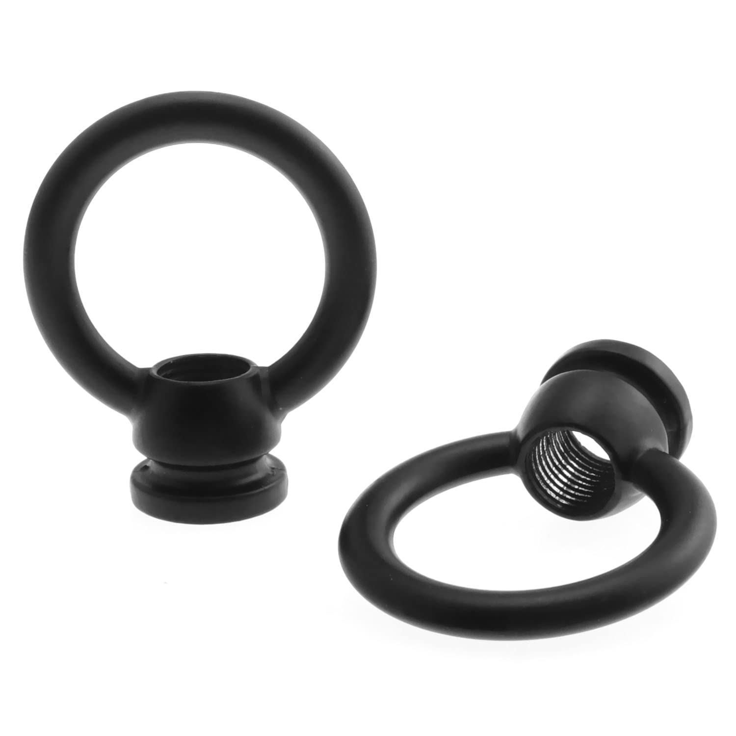 E-outstanding 2pcs 36x43mm M10 Thread Ring Shape Female Loop Eye Nut Hardware Ring Shaped Eye Bolt for Hanging Lamp Chandelier, Black