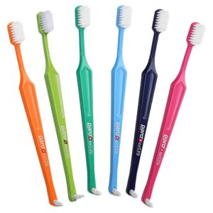 paro swiss paro exs39 extra sensitive toothbrush with interspace brush f | dual features | ultra soft bristles | unisex | (6 pack), 6.0 count