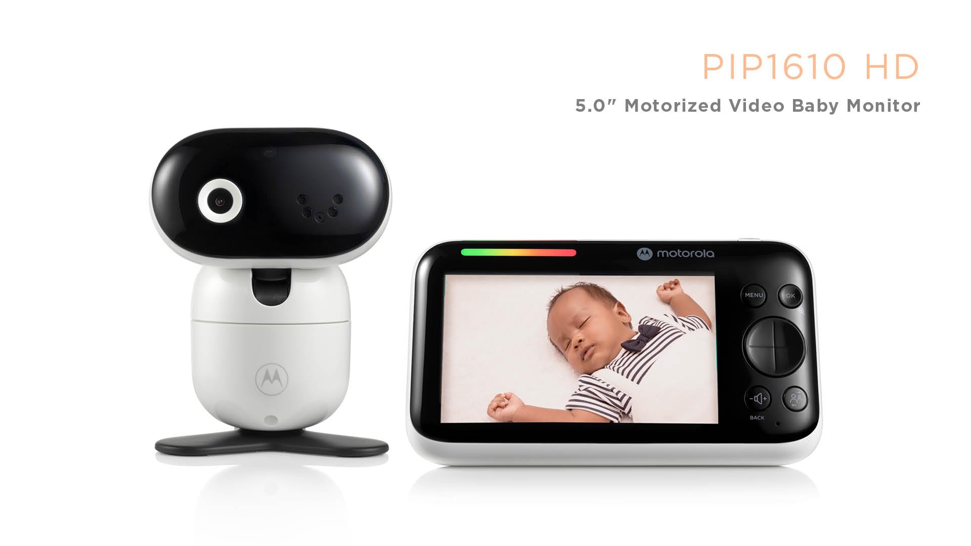 Motorola Baby PIP1610 HD - 5" Motorized Video Baby Monitor w/Camera, Wall Mount, 1000ft Range, Two-Way Audio, Room Temperature Monitoring - Private Connection (No Wi-Fi, Does Not Use App)