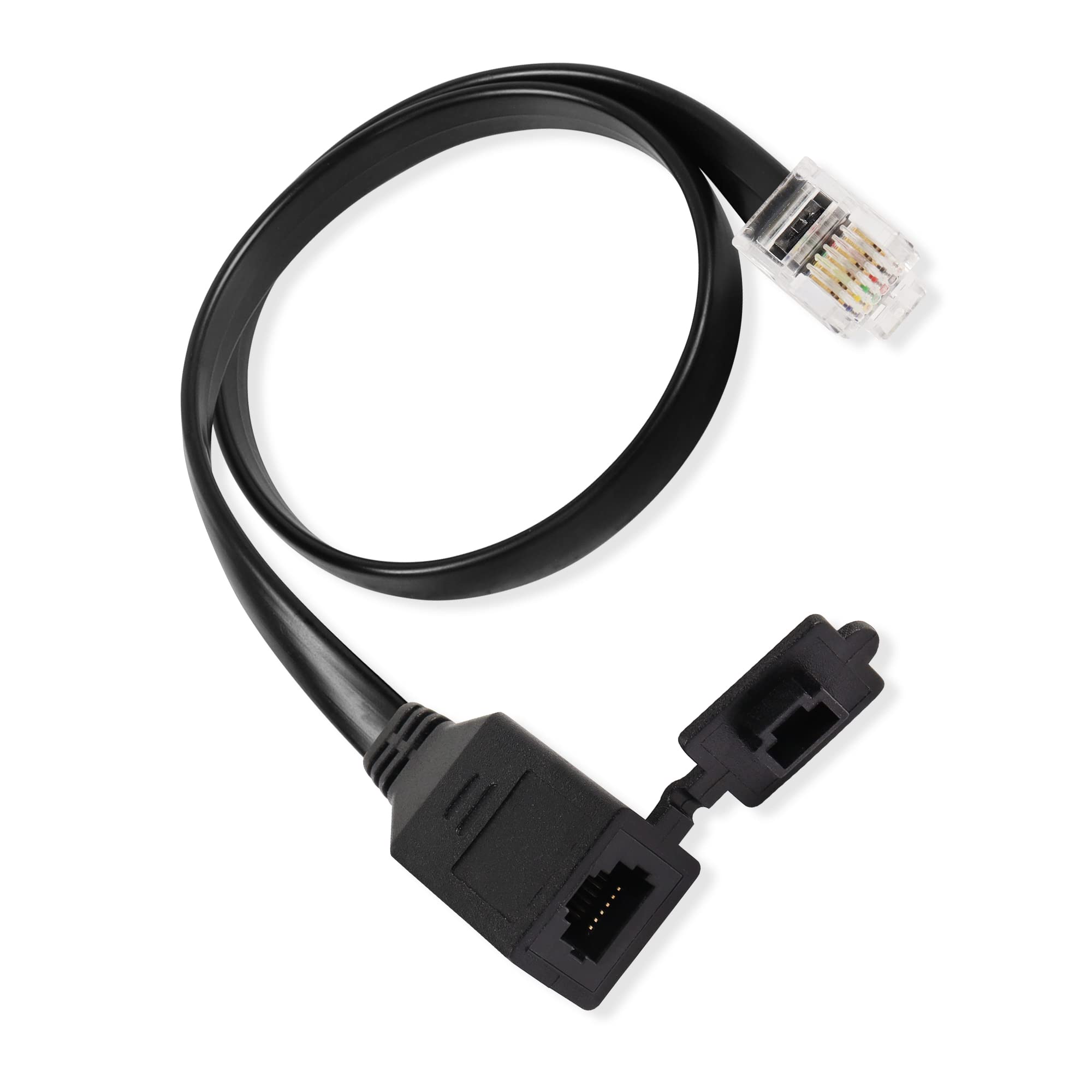 GINTOOYUN 6P6C Extension Cable with Cap RJ12 Crystal Head Cable Male to Female with Dust Cover Black 35CM