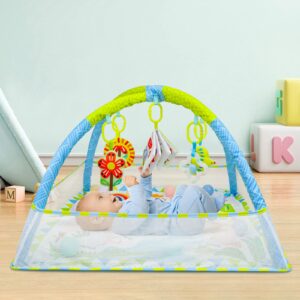 Dr.Rapeti Baby Play Gym Mat with Ball Pit Activity Gym Center Tummy Time Mat Thickened Mat Sensory Exploration Motor Skill Development for Newborn Infant Baby Toddlers