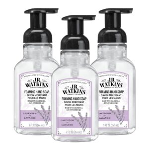 J.R. Watkins Foaming Hand Soap with Pump Dispenser, Moisturizing Foam Hand Wash, All Natural, Alcohol-Free, Cruelty-Free, USA Made, Lavender, 9 fl oz, 3 Pack