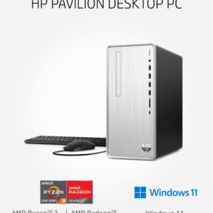 HP Pavilion Desktop PC, AMD Ryzen 3 5300G, 4 GB RAM, 256 GB SSD, Windows 11 Home, Wi-Fi 5 & Bluetooth, 9 USB Ports, Wired Mouse and Keyboard Combo, Pre-Built Tower (TP01-2032, 2021) (Renewed)