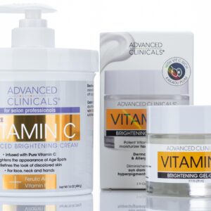 Advanced Clinicals Vitamin C Body Cream + Potent Vitamin C Face Lotion Brightening Skin Care Set, Anti Aging Dry Skin Rescue Creams Target Dry Skin, Sun Damaged Skin, Wrinkles, & Dark Spots, 2-PC Set