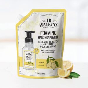 J.R. Watkins Foaming Hand Soap Refill, Moisturizing Foam Hand Wash, All Natural, Alcohol-Free, Cruelty-Free, USA Made, Lemon, 28 fl oz, 3 Pack