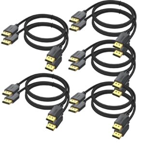 displayport cable 10-pack, 6 feet, thin dp to dp 1.2 cable cord, [4k@60hz, 2k@165hz, 2k@144hz] display port to display port cable braided for computer, laptop, docking station monitor and more