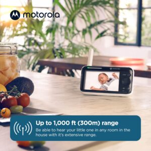 Motorola Baby PIP1610 HD - 5" Motorized Video Baby Monitor w/Camera, Wall Mount, 1000ft Range, Two-Way Audio, Room Temperature Monitoring - Private Connection (No Wi-Fi, Does Not Use App)