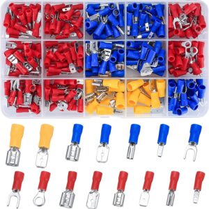 tooinkcv 280 pcs electrical cable connectors assorted, insulated wire cable crimp u-type fork spade butt ring connector assortment kit, male/female wire cable crimp terminals