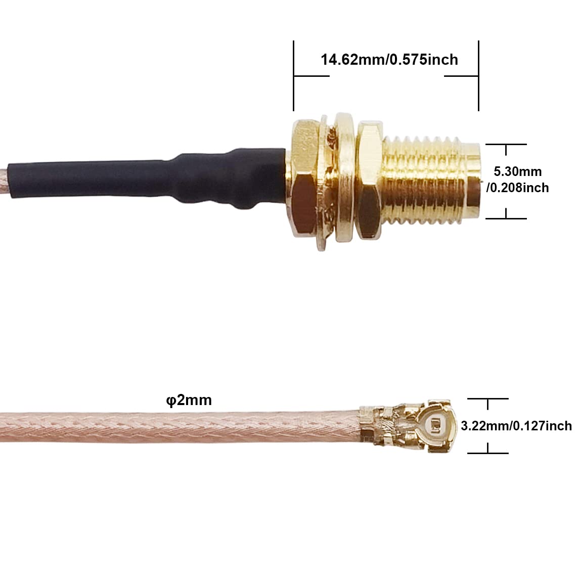 Tenmory U.FL to RP-SMA Female Cable Mini PCI UFL to SMA Ipex Connector Pigtail WiFi Antenna Extension Cable (4 inch 2 Pcs)