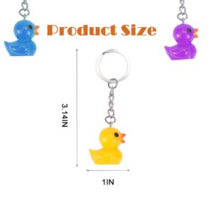 AWEELON 24 Pcs Plastic Yellow Duck Keychains Tiny Ducks Keychains Duck Party Favors Cute 3D Duck Chains Small Ducky Pendant Accessories for Birthday Party Baby Shower