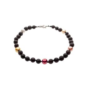 Genuine Amber Anklet From Baltic Sea Made with Unpolished Cherry & Shell Pearl 24 cm (9.4 Inches).