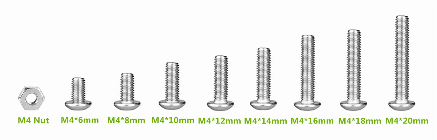 Elantek 160Pcs Metric M4 304-Stainless Steel Phillips Pan Head Machine Screws Nuts Assortment Kit- M4 x 6mm/ 8mm/ 10mm/ 12mm/ 14mm/ 16mm/ 18mm/ 20mm