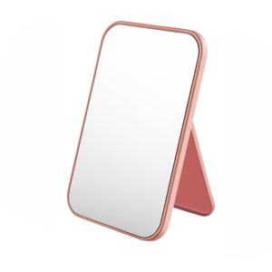 ponpon 1pcs desktop makeup mirror, foldable tabletop makeup mirror portable small with stand for tabletop, bathroom, desk, bedroom