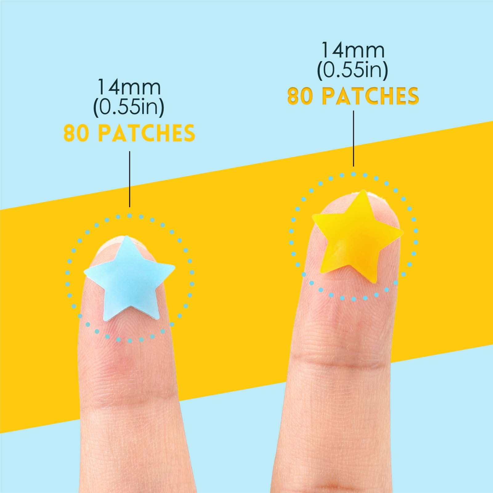 BAGLAK Star Shape Pimple Patch/Stickers To Cover Facial Blemishes -160 Patches - Yellow & Blue, Hydrocolloid Spot Dots