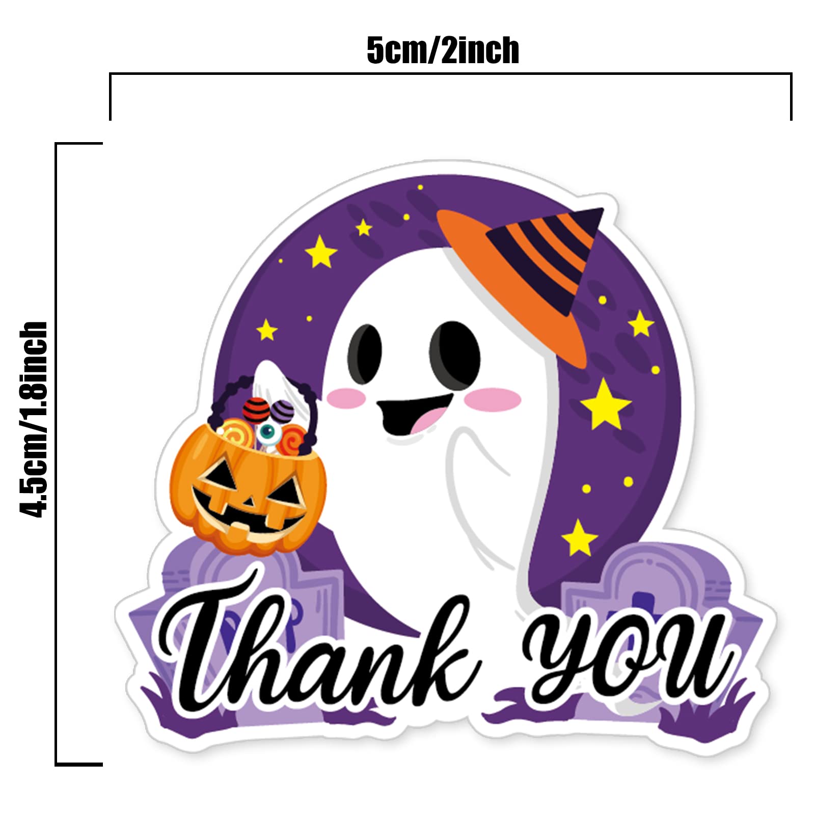 Whaline 225Pcs Halloween Stickers Funny Small Business Thank You Stickers Halloween Cute Ghost Stickers for Halloween Envelopes Sealing Goodie Treat Bags Party Gift Favors Box Cards Decoration