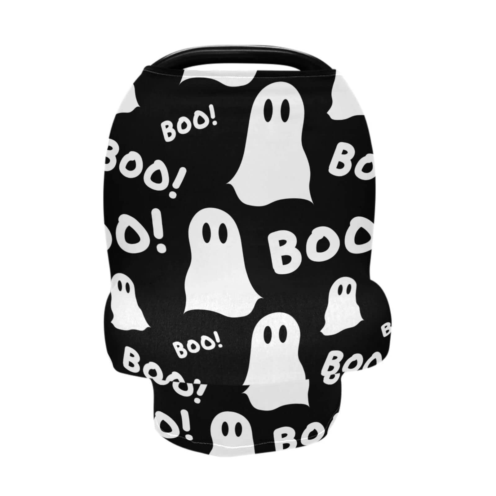 Halloween Ghosts Boo Baby Car Seat Covers Holiday Spooky Carseat Canopy Soft Infant Stroller Cover Nursing Breastfeeding Covers for Girls Boys Newborn Fit Summer Spring Autumn