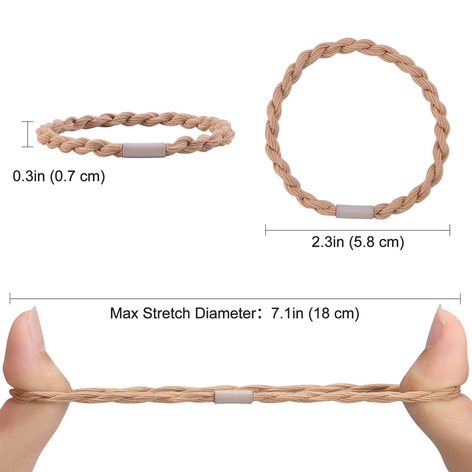 Hair Ties Bracelet Boho Ponytail Holder for Women's Thick, Thin, Long, Curly Hair - Lolalet Super Cute Soft Braided Nylon Elastics, 16 Pcs, Style A