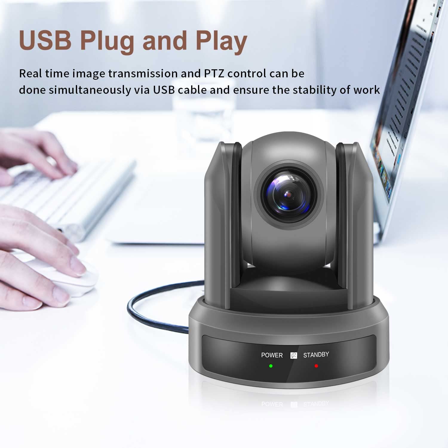 Runpu 10x Optical Zoom PTZ Camera USB Live Streaming Camera Full HD 1080p Video Conference Room Camera, PTZ Webcam for Church, Broadcast,Workshop Service,Zoom Meeting and On-line Education