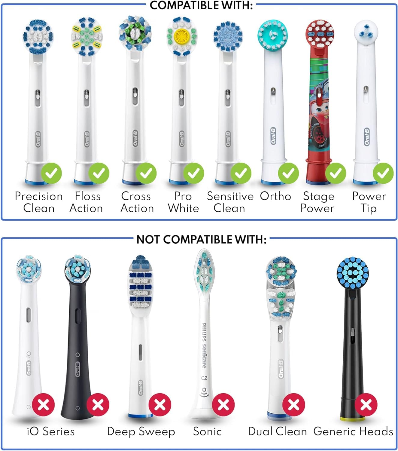 ibrush 4 Pack Protective Cover Cap Compatible with Oral B Replacement Heads, Fits for Cross Action Brush Heads and Pro 500, 1000, 1500 Electric Toothbrushes