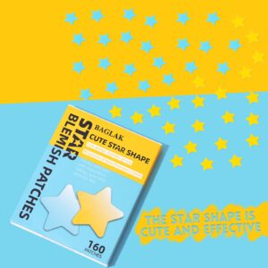 BAGLAK Star Shape Pimple Patch/Stickers To Cover Facial Blemishes -160 Patches - Yellow & Blue, Hydrocolloid Spot Dots