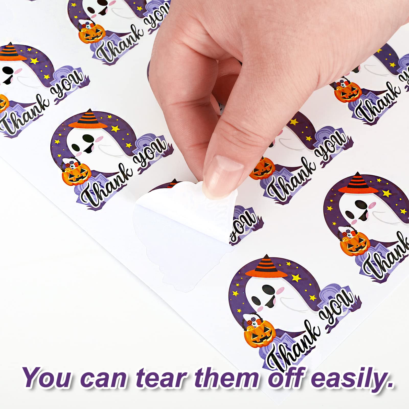 Whaline 225Pcs Halloween Stickers Funny Small Business Thank You Stickers Halloween Cute Ghost Stickers for Halloween Envelopes Sealing Goodie Treat Bags Party Gift Favors Box Cards Decoration