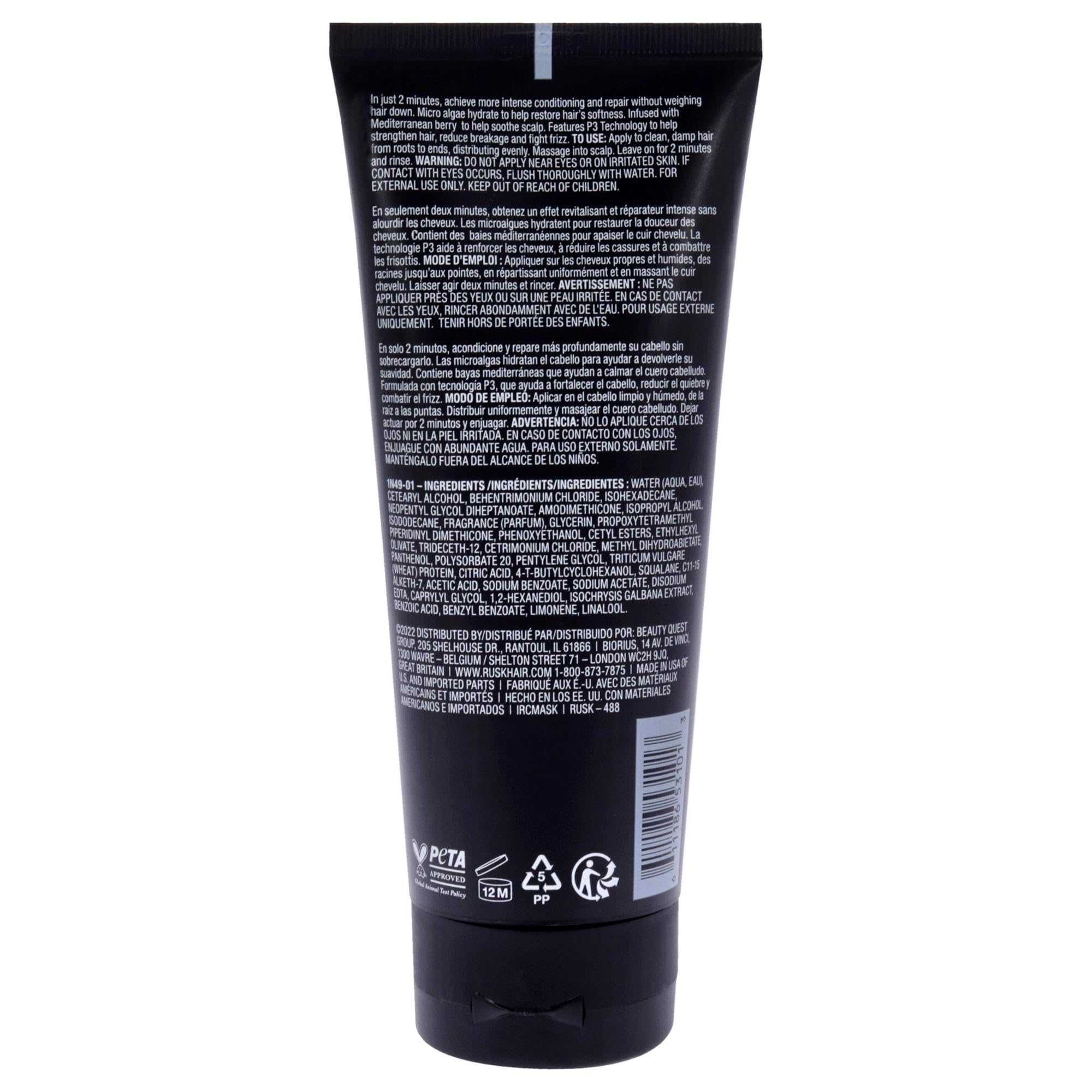 RUSK 2-Minute Masque, pH-Balanced Conditioner, Restoring and Conditioning, Treat + Transform In Just 2 Minutes, 6 oz.