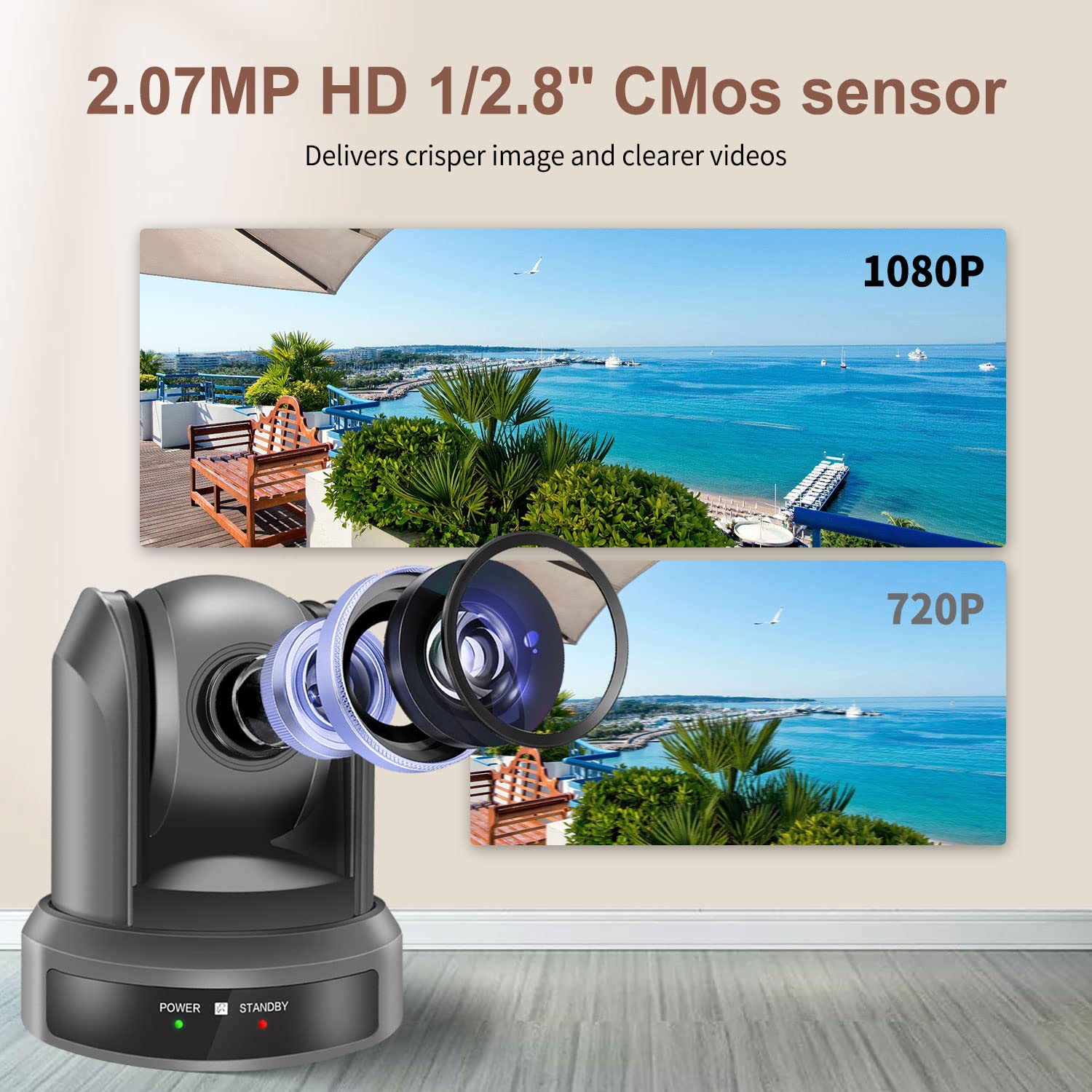 Runpu 10x Optical Zoom PTZ Camera USB Live Streaming Camera Full HD 1080p Video Conference Room Camera, PTZ Webcam for Church, Broadcast,Workshop Service,Zoom Meeting and On-line Education