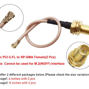 Tenmory U.FL to RP-SMA Female Cable Mini PCI UFL to SMA Ipex Connector Pigtail WiFi Antenna Extension Cable (4 inch 2 Pcs)