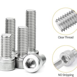 Elantek 160Pcs Metric M4 304-Stainless Steel Hex Socket Head Cap Screws Nuts Assortment Kit- M4 x 6mm/ 8mm/ 10mm/ 12mm/ 14mm/ 16mm/ 18mm/ 20mm