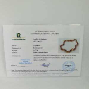 Genuine Amber Anklet From Baltic Sea Made with Unpolished Cherry & Shell Pearl 24 cm (9.4 Inches).