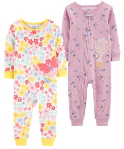 carter's baby girls' 2-pack cotton footless pajamas (as1, age, 4_years, fruit/whale, 4t)…