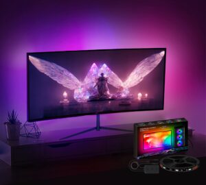 immersion monitor backlight, color synchronized with the screen, ambient lighting for bedroom and gaming room, gaming lights fits 17-20 inch monitors