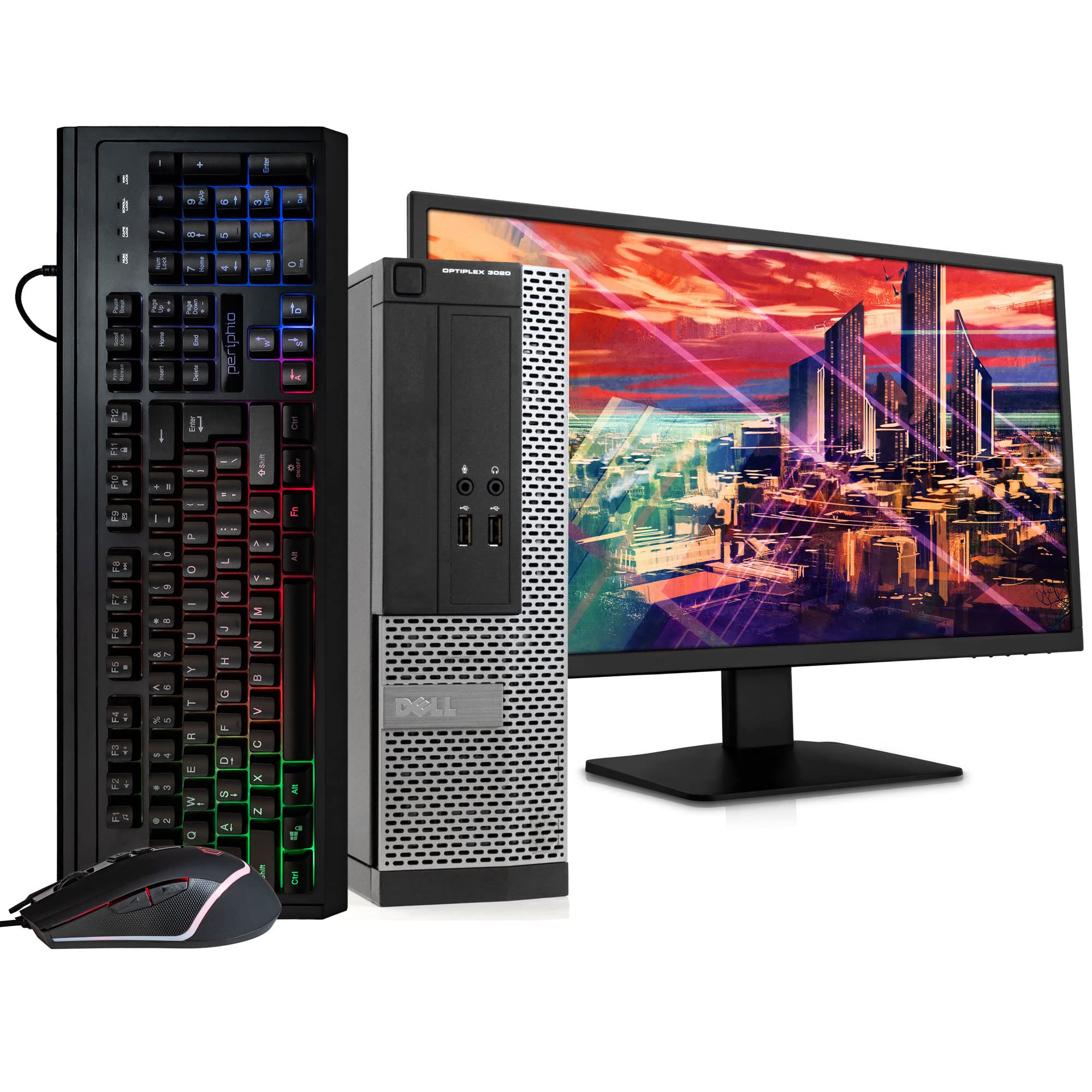 Dell Optiplex 3020 Small Desktop Computer (SFF) | Quad Core Intel i5 (3.20GHz) | 8GB DDR3 RAM | 500GB HDD Hard Disk Drive | Windows 10 Pro | RGB Mouse + Keyboard (Renewed)