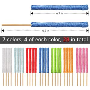 28Pcs Microfiber Detail Duster Sticks Crevice Cleaning Tool, Mini Duster for Cleaning Fan Blade/Ac Vent/Car Vent/Blind/The Smallest Spaces