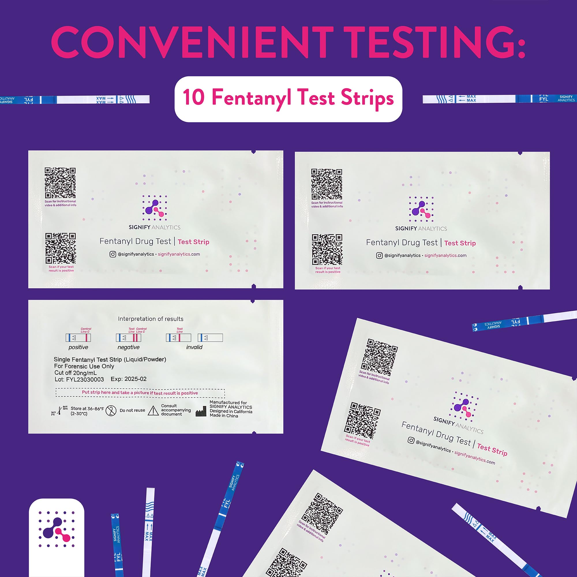 Signify Analytics Test Strip for Liquid and Powder Substances - 10 Pack (10 Test Strips) - Fast, Easy and Simple to Use