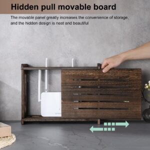 BEARUT Wooden Router Shelf Wall Mount WiFi Router Storage Box Modem Cable Router Cover Organized Power Strip Cable Management Hider Rack Need Assembly 14.9 * 9.8 * 5.4 in (L* H * W)