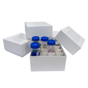 cryoking 16-well freezer box for 50ml tubes - durable cardboard microtube storage box with lids, white cryo boxes, 5 pcs/pack