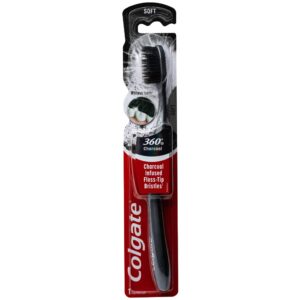 colgate 360 charcoal infused toothbrush, floss-tip bristles, soft (colors vary) - 1 count