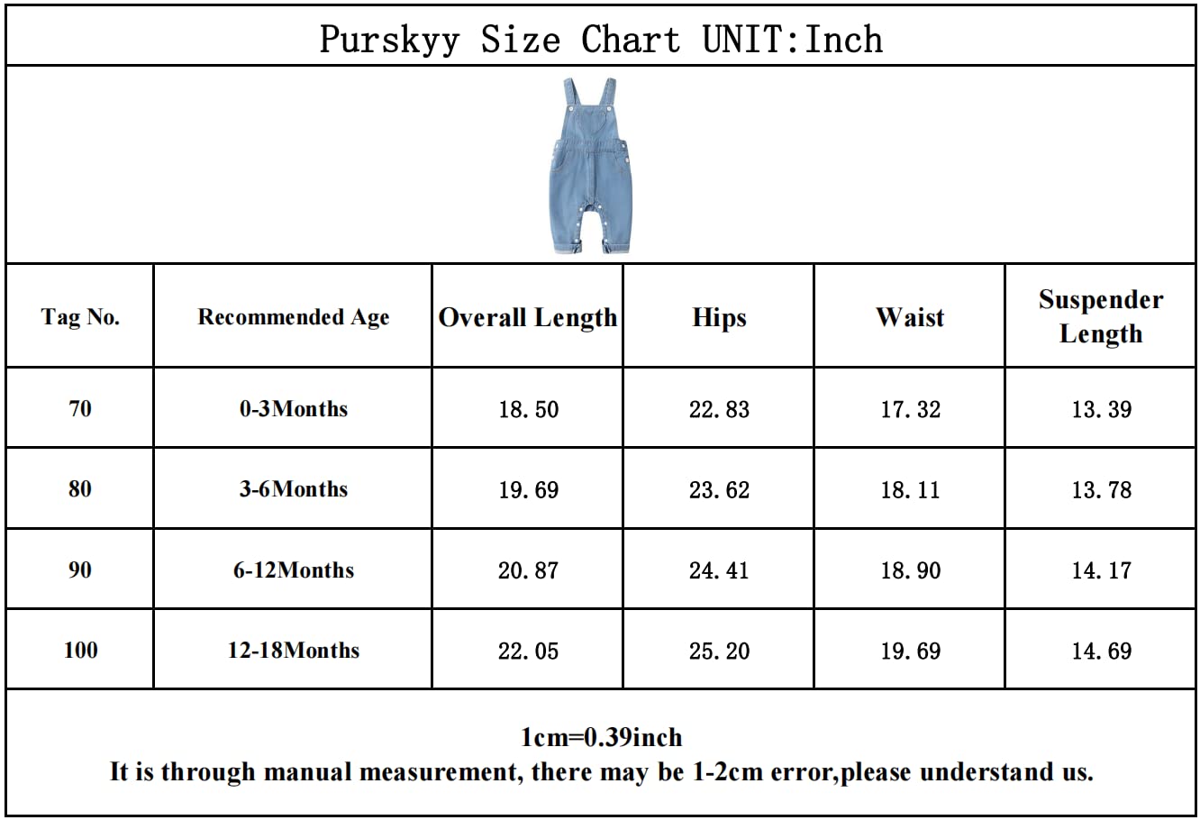 PURSKYY Baby Girls Overalls Jumpsuit Baby Denim Romper Outfits Infant Girls Jeans Jumper Bodysuit Newborn Jeans Overalls Baby Girls Bell Bottoms Playsuit, Blue, 6-12 Months