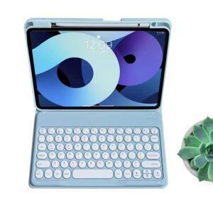 kaitesi keyboard case for ipad 9th generation 8th 7th gen 10.2"/ ipad air 3rd gen 10.5"/ipad pro 10.5 inch keyboard case detachable bt keyboard round key (misty blue)