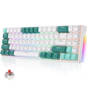 rk royal kludge 70% mechanical keyboard - rk71 wireless gaming keyboard with hot-swappable red switches, double-shot creamy keycaps, rgb backlit, and triple-mode connectivity