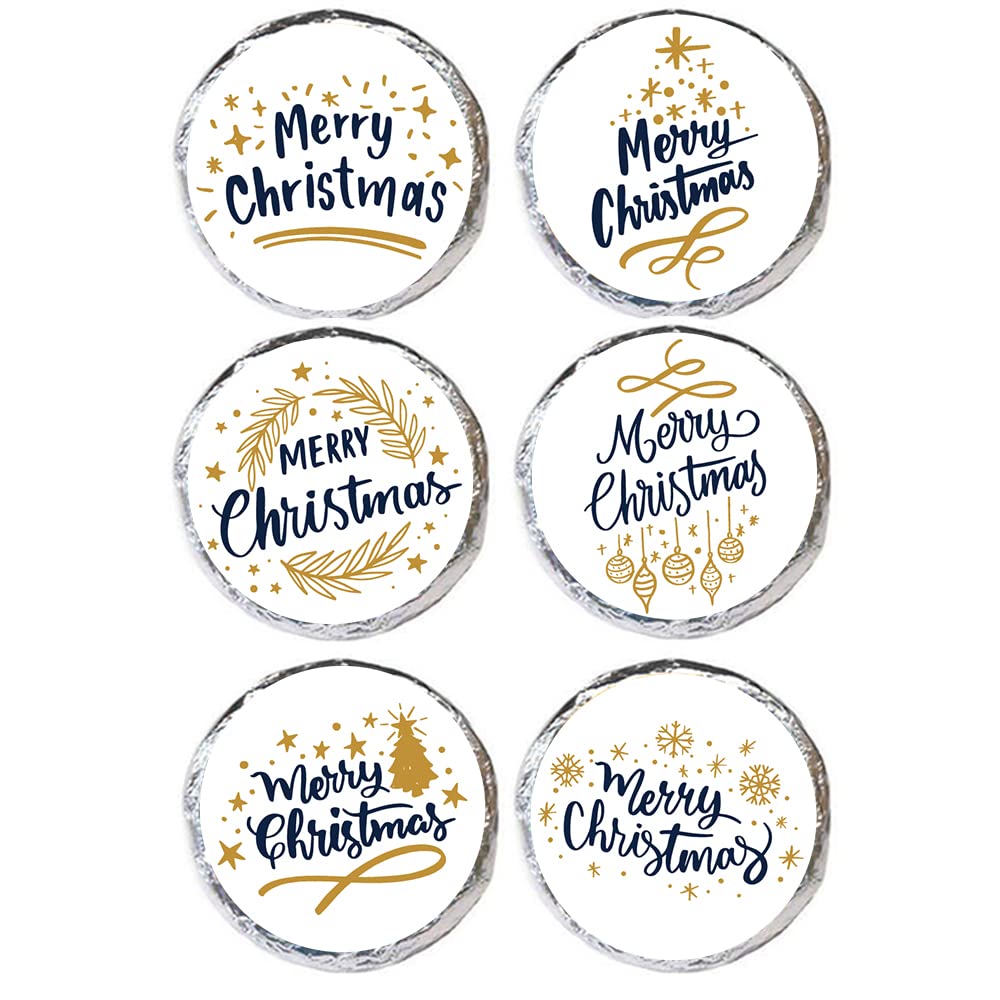 FujLoy Merry Christmas Thread-270 PCS 0.75 inch Christmas Stickers,9 Design Self Adhesive Circle Label Stickers,Christmas Envelope Seals Candy Stickers. (Merry Christmas Thread (019))