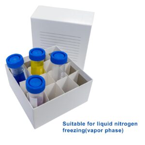 CryoKING 16-Well Freezer Box for 50ml Tubes - Durable Cardboard Microtube Storage Box with Lids, White Cryo Boxes, 5 Pcs/Pack