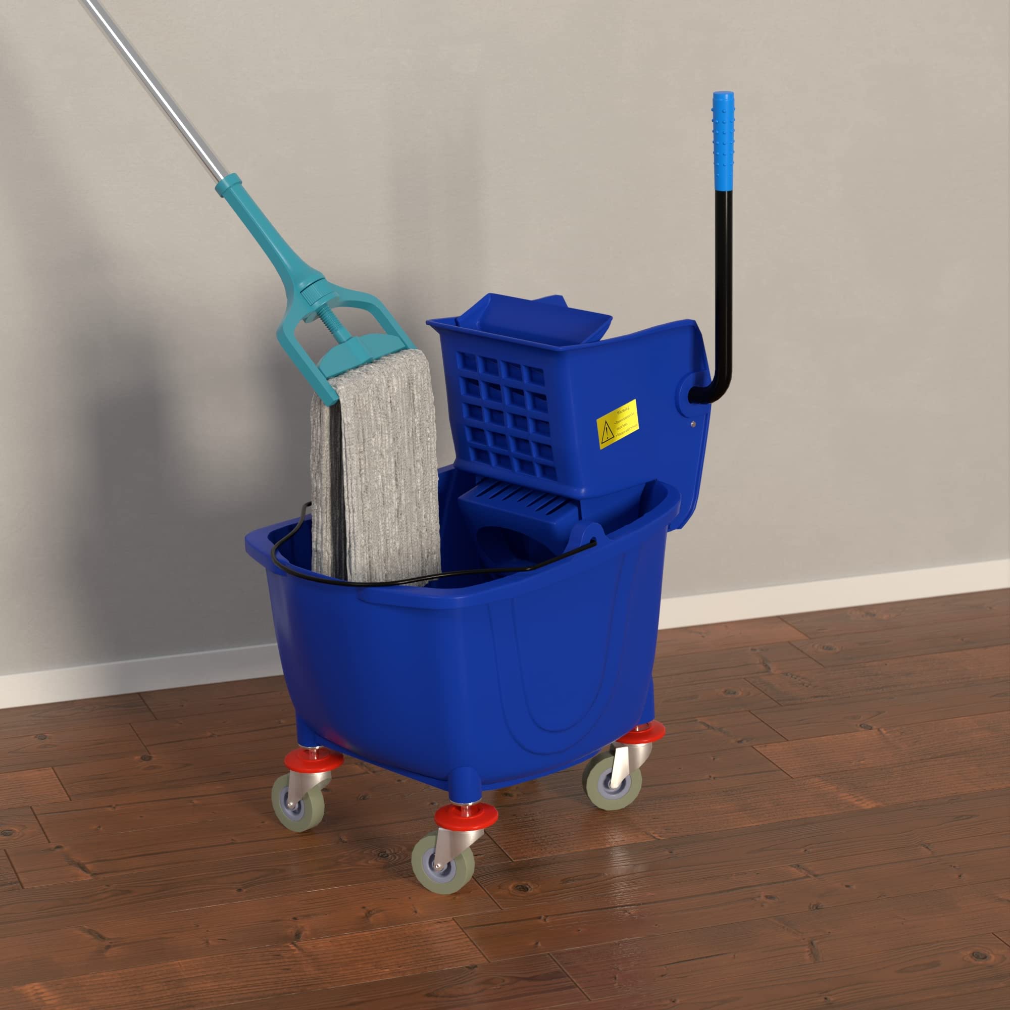 Krollen Industrial 35 Qt. Blue Mop Bucket & Side Press Wringer Combo